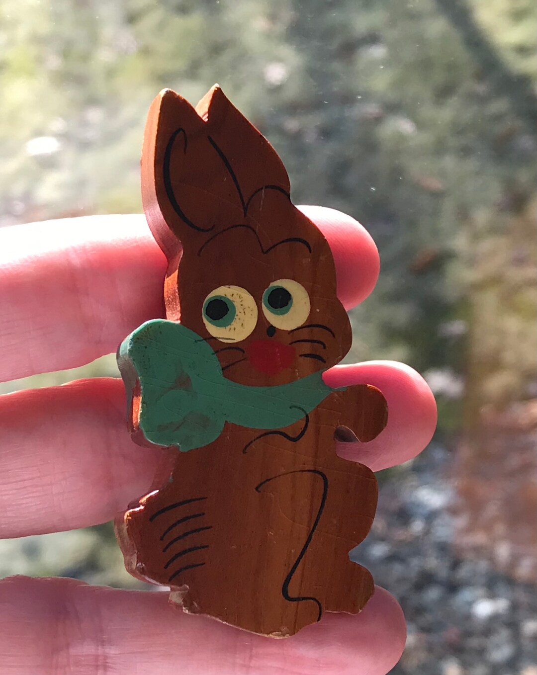 Vintage Patent Pending Wooden Wood Bunny Rabbit Brooch Pin Kitsch ...