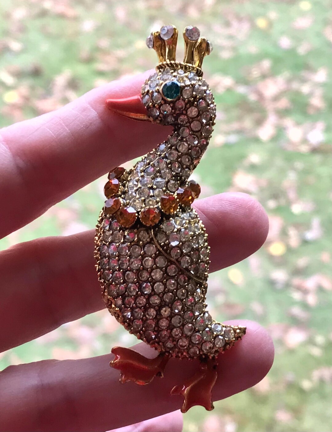 Vintage Sparkling Rhinestone Kitschy Princess Duck Bird Crown ...