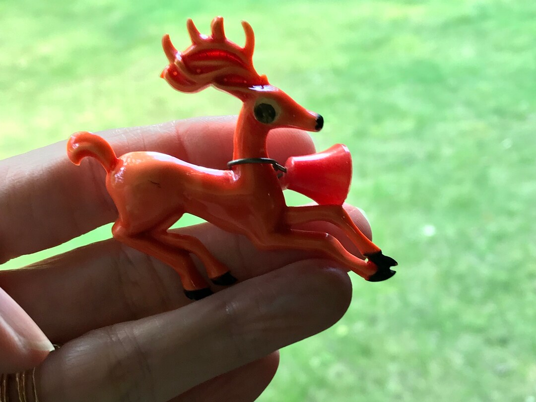 Vintage RARE Sweet Winking Christmas Reindeer Celluloid Plastic Deer ...