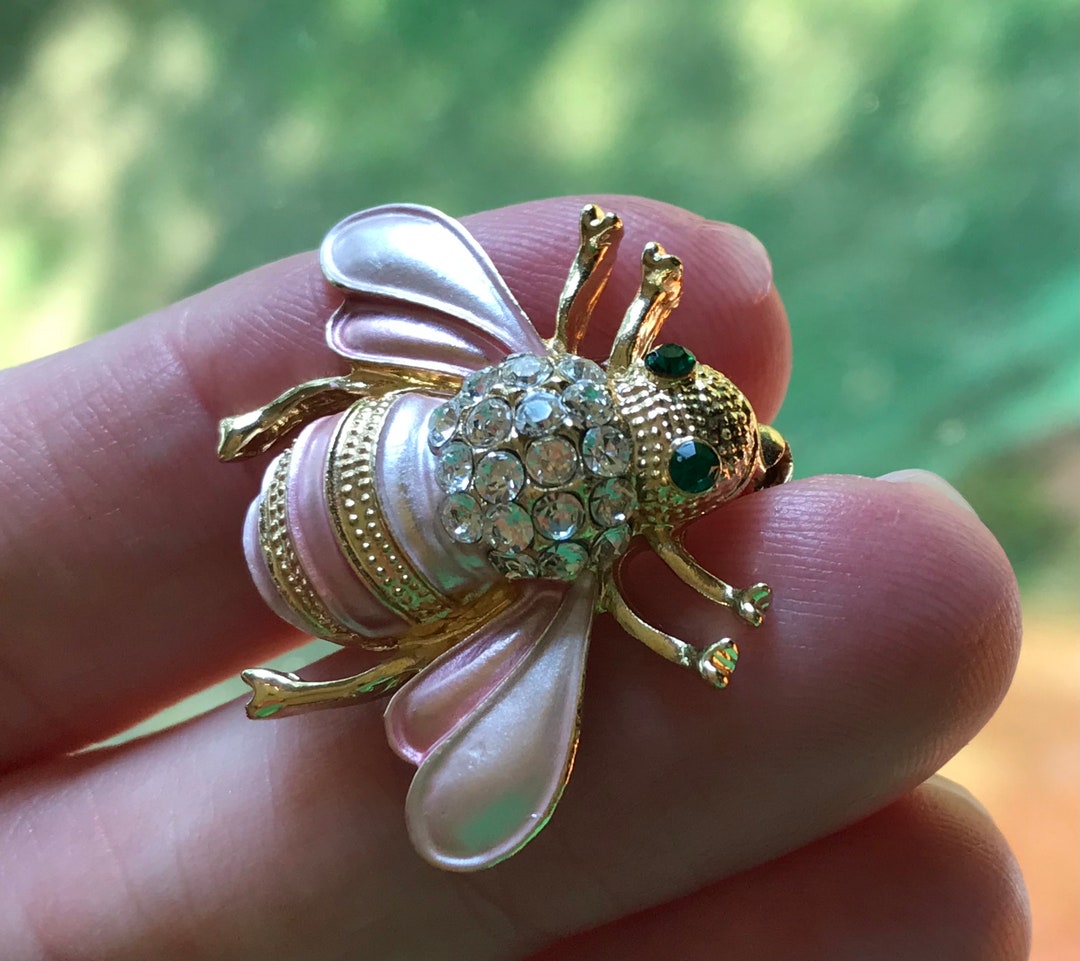 Sweet Vintage Pink Gold Bee Bug Insect Pin Brooch Excellent - Etsy