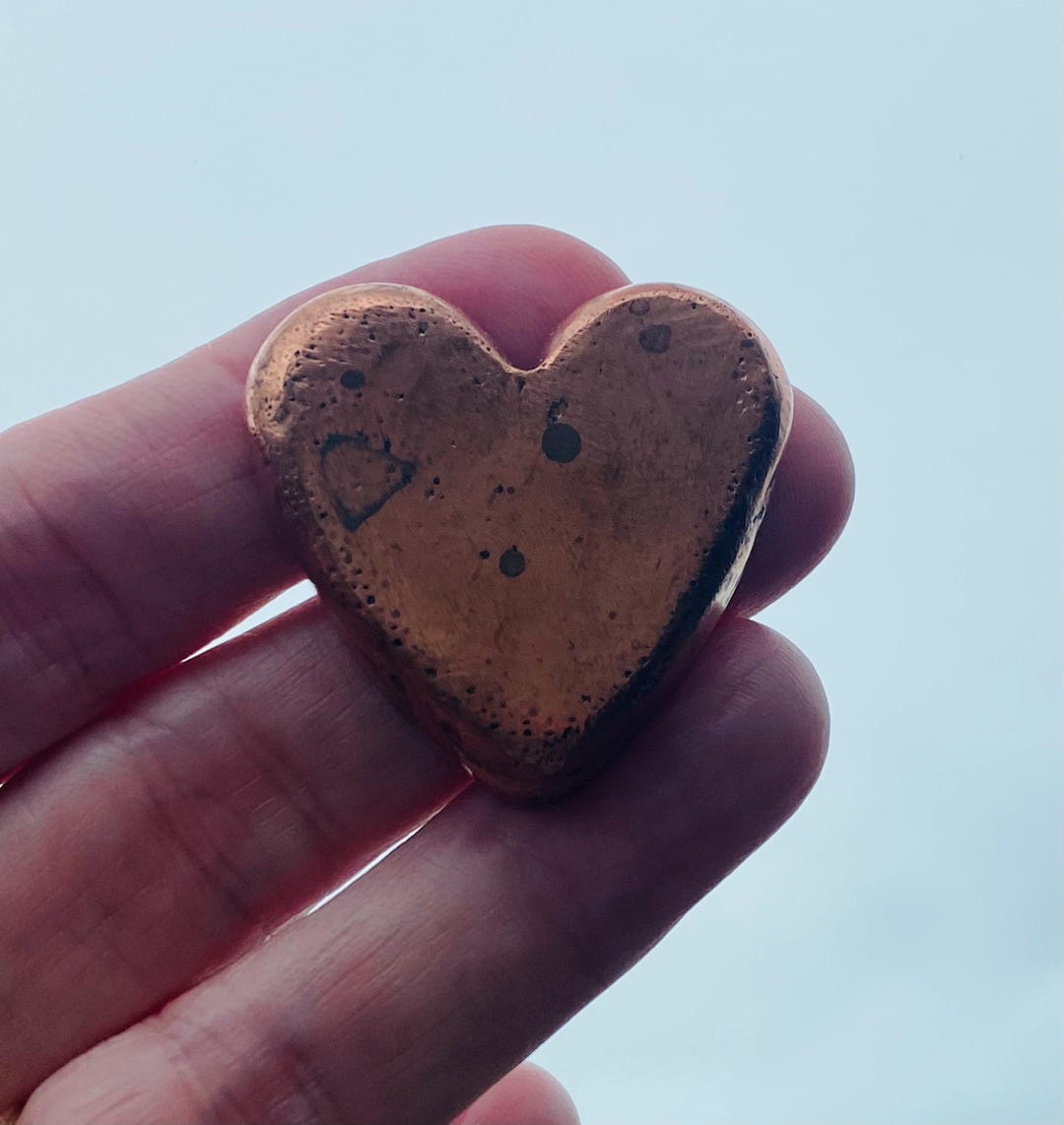 Vintage Solid Smooth Chunky Copper “love is Us” Heart Figure ...