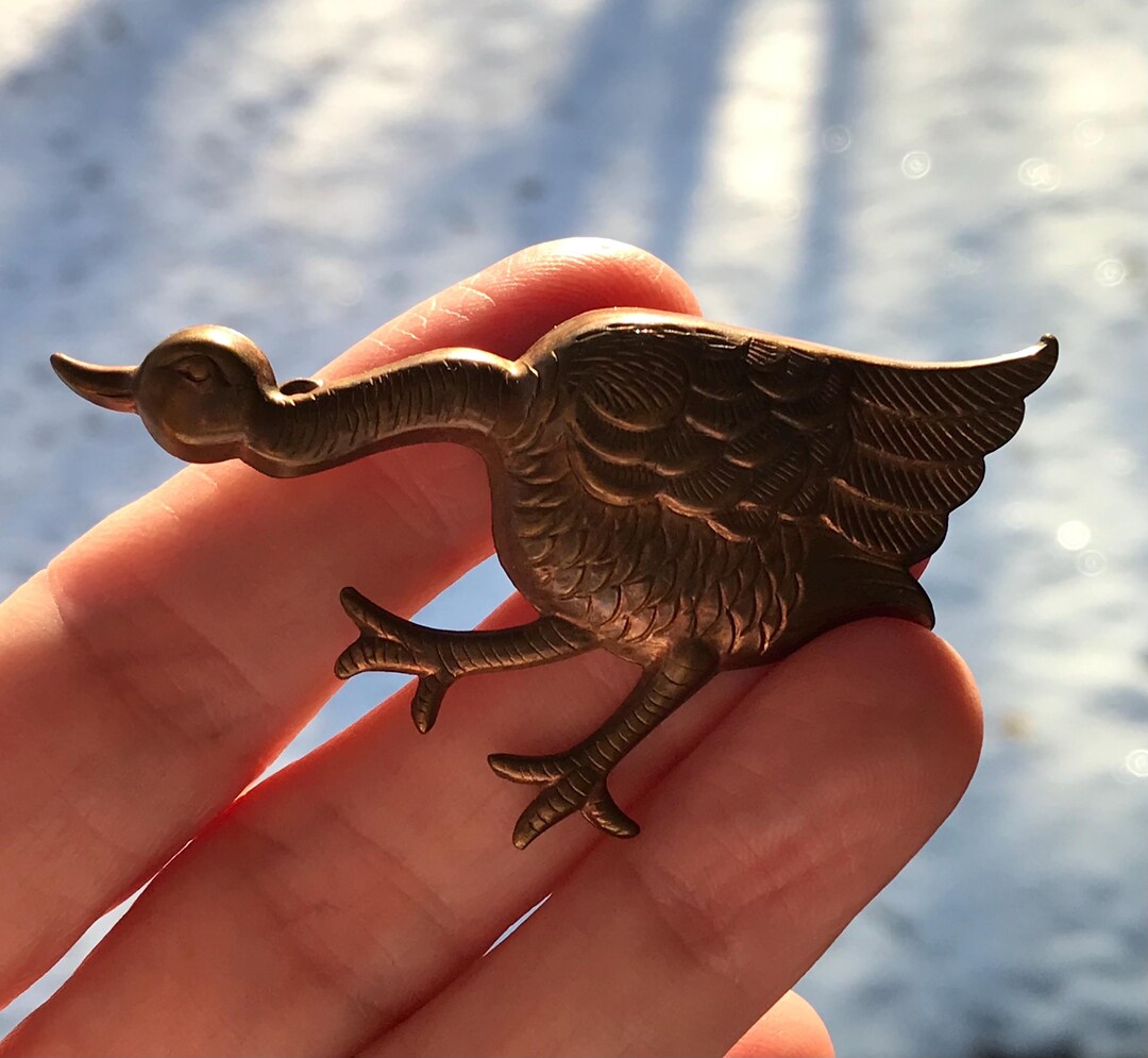 Vintage Super Sweet Copper Art Deco Goose Duck Bird Pin Brooch ...
