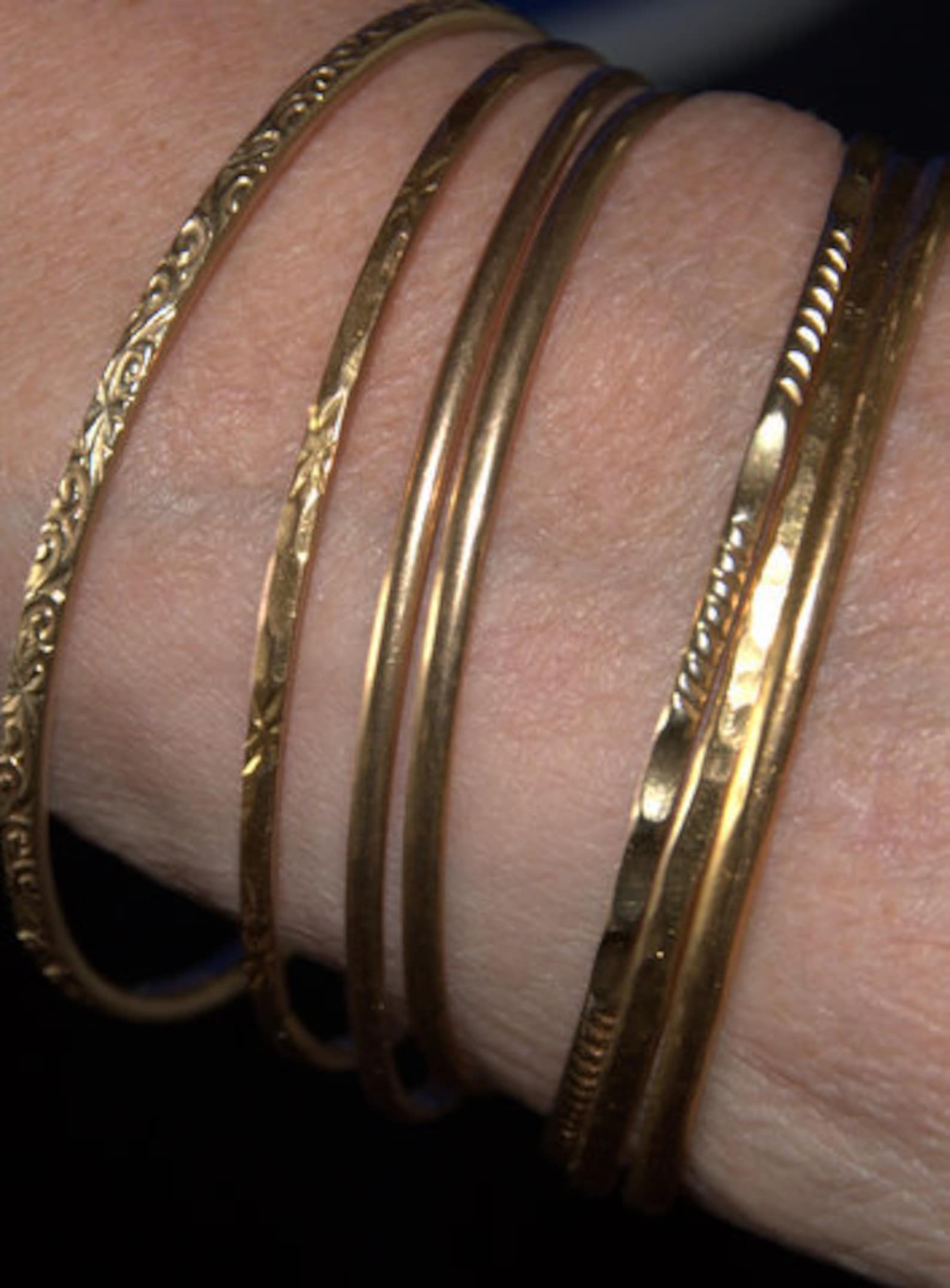 Solid Gold Bangle. 18K Solid Gold Bangle. 14K Gold Gold Bracelet. Fine ...