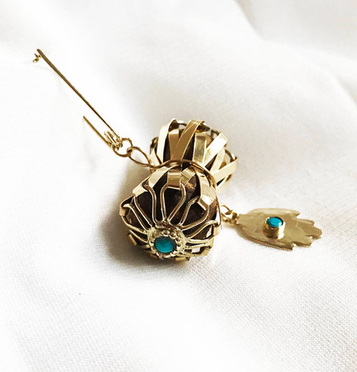 14K Gold Judaica Baby Talisman Afssa Brooch - Etsy