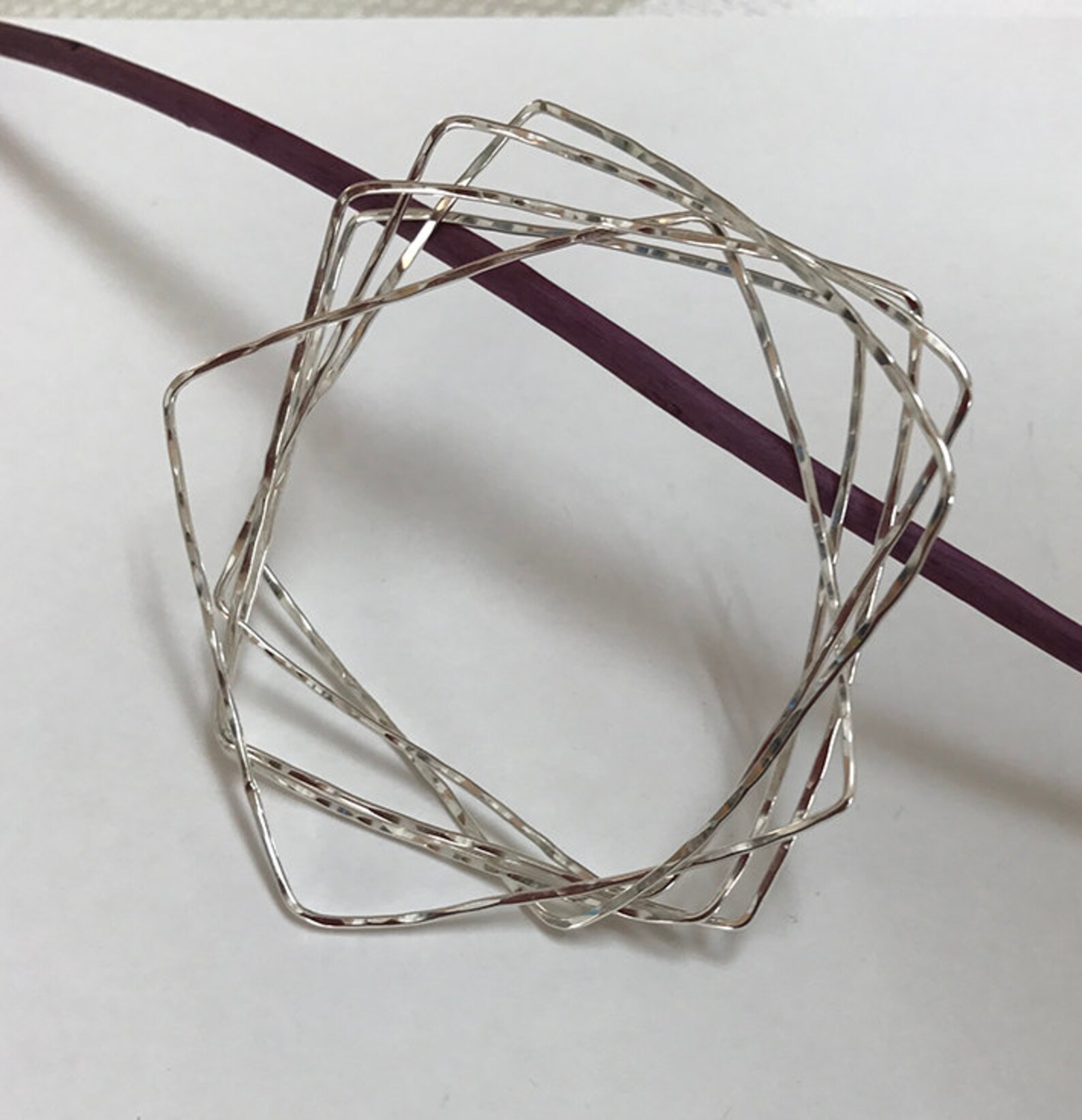 Sterling Silver Square Stackable Bangles. Five Square Stacked Bangles ...