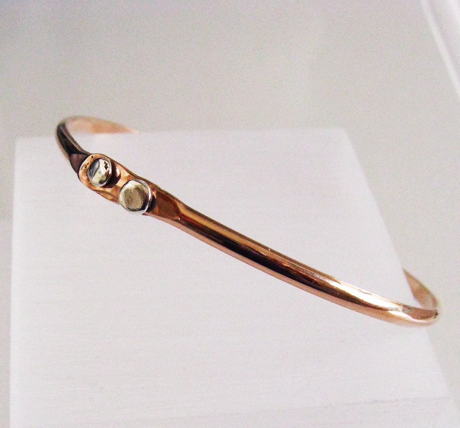 14K Solid Gold Bangle Bracelet. Snake Eyes Shape 9K Gold Bangle. Fine ...