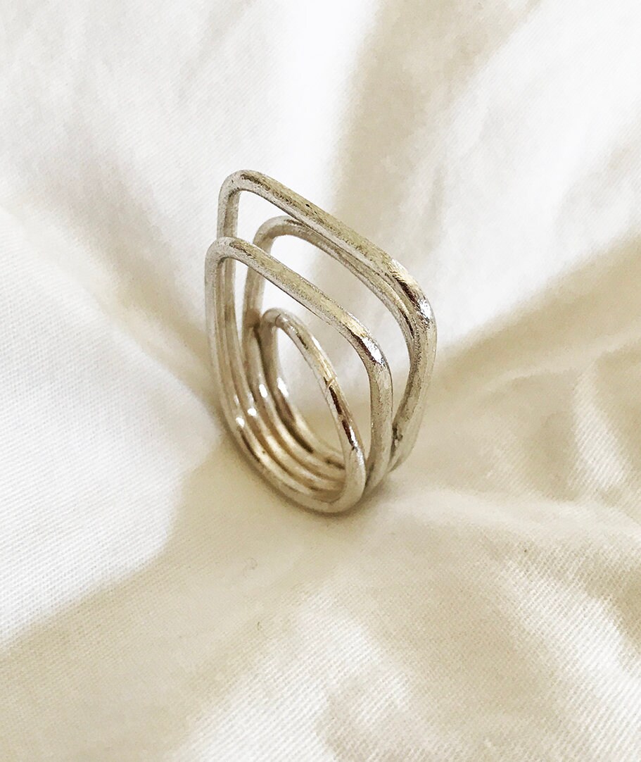 Geometric Square Shape Ring. Urban Sculptural Ring. Gift for - Etsy
