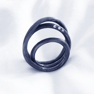 Geometric Ring With Zirconia. Statement Circles Ring. Sterling Silver ...