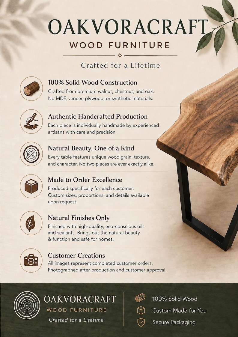 Handmade Solid Walnut Live Edge Dining Table: Farmhouse Style - Etsy