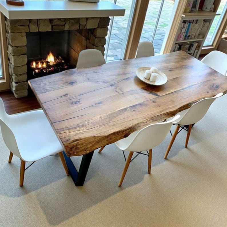 Handmade Solid Walnut Live Edge Dining Table: Farmhouse Style - Etsy Canada