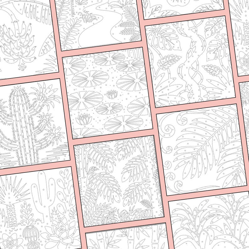 Desert and Garden Calm Coloring Pages | One Colour Calm Pack 4 | Cactus ...