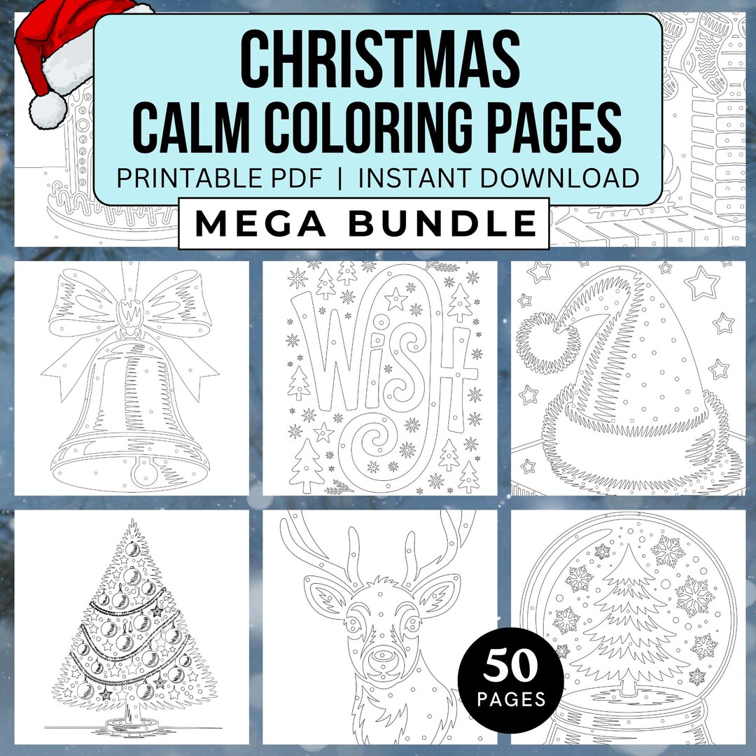 One Colour Calm Christmas Mega Pack Coloring Pages | Monochrome Calm ...