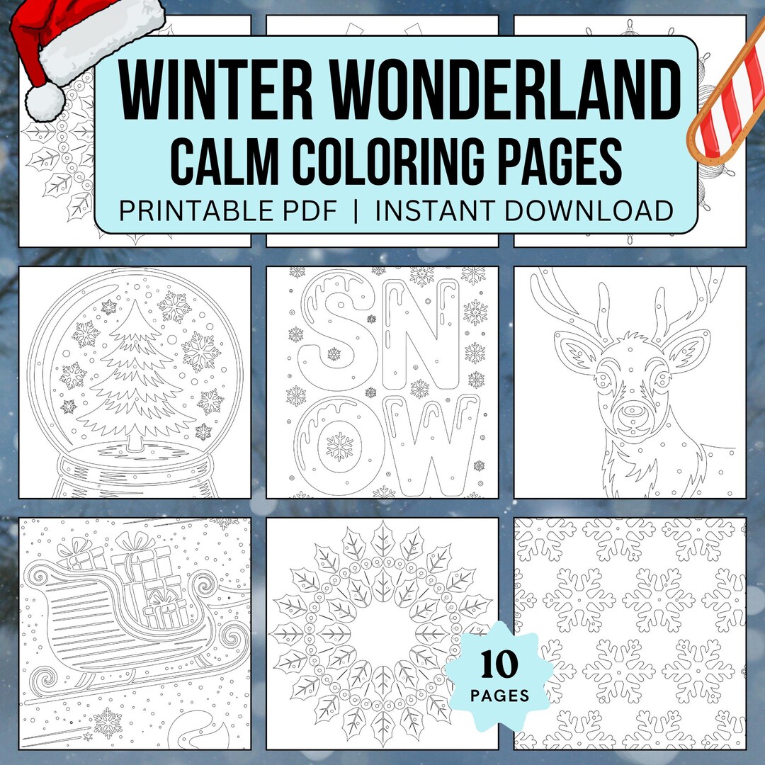 One Colour Calm - Winter Whimsy Coloring Pages | Monochrome Calm ...