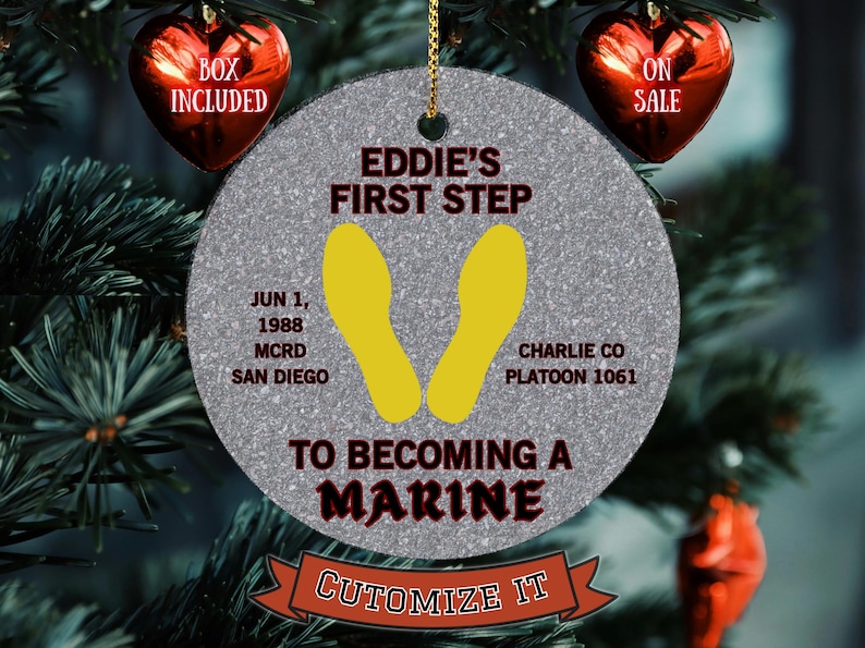 USMC Yellow Footprints Ornament | MCRD Gift | My First Step to Becoming ...