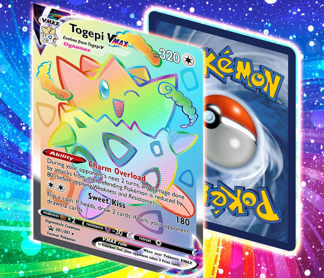 Custom Rainbow Togepi VMAX Promo Card// Alternate Full Art // Fully ...