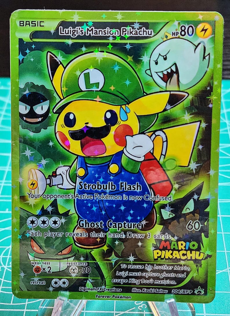 Custom Luigis's Mansion Pikachu Promo Card// Super Mario Series ...