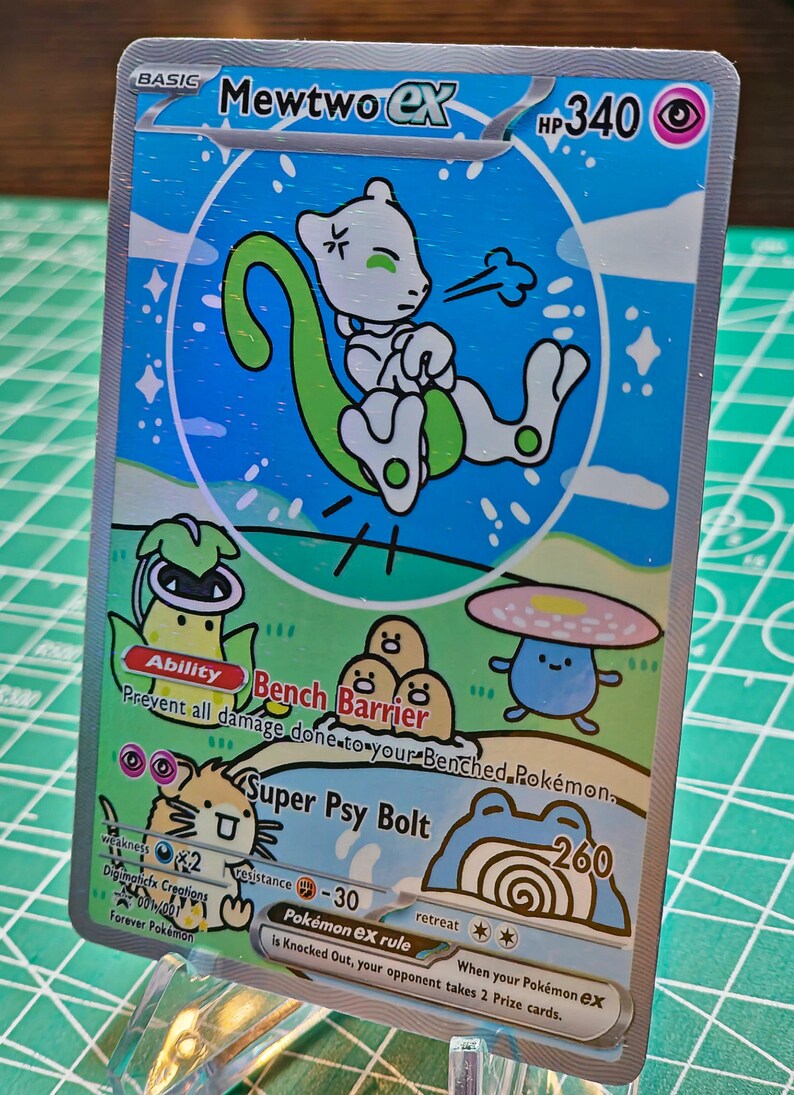 Custom Mewtwo EX Promo Card// Alternate Full Art // Fully Holographic ...