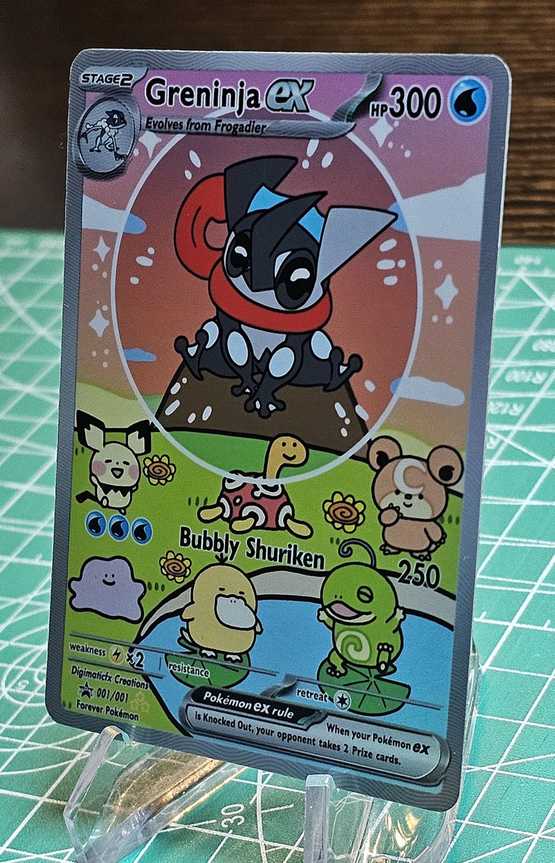 Custom Greninja EX Promo Card// Alternate Full Art // Fully Holographic ...