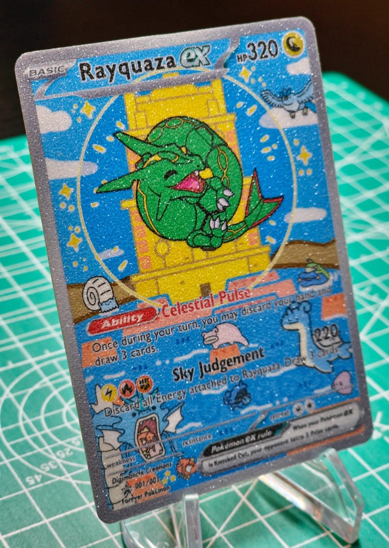 Custom Rayquaza EX Promo Card// Alternate Full Art // Holographic ...