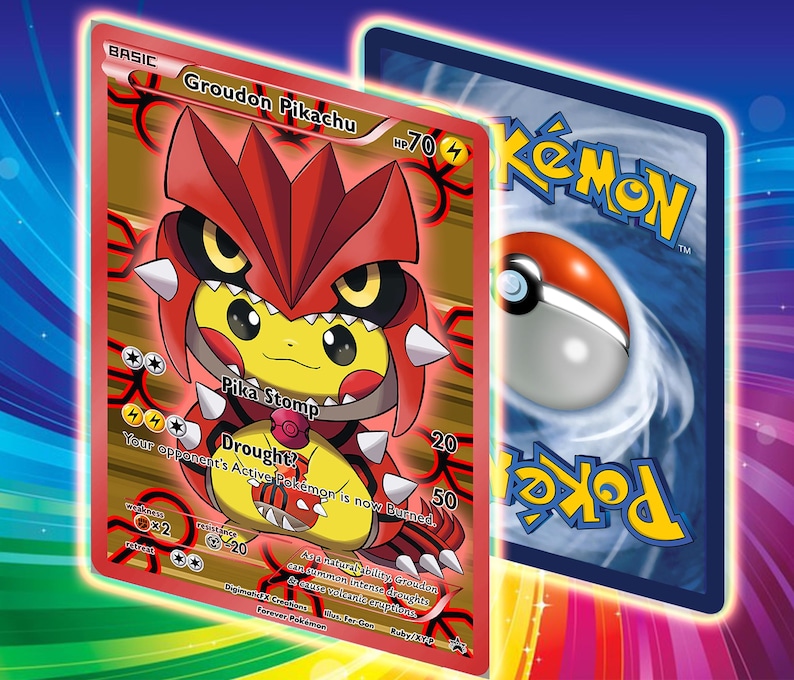 Custom Groudon Pikachu Promo Card// Alternate Full Art // Fully ...