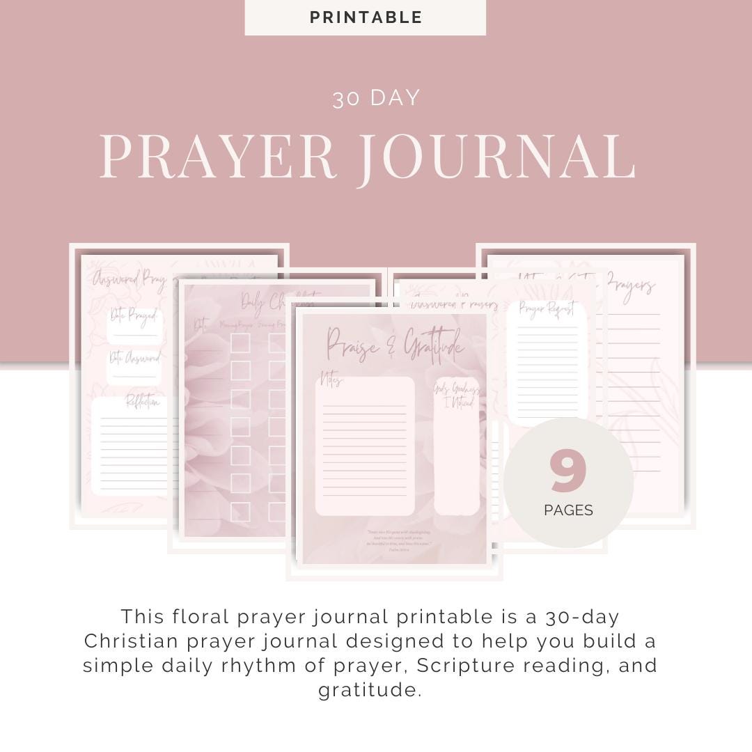 Prayer Journal Printable | 30 Day Prayer Journal | Christian Devotional ...