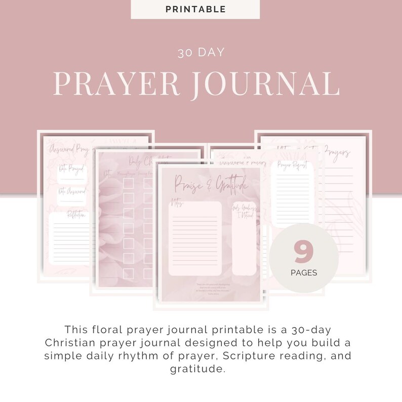 Prayer Journal Printable | 30 Day Prayer Journal | Christian Devotional ...