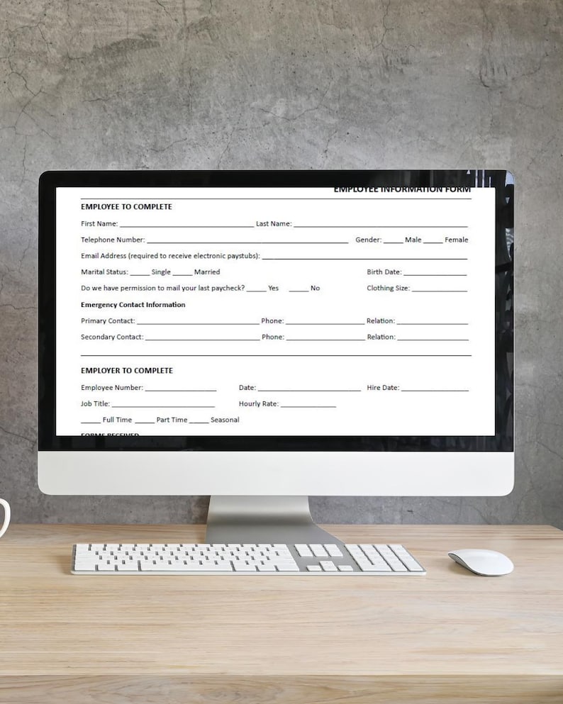 Editable Employee Information Form | HR Onboarding Template | Printable ...