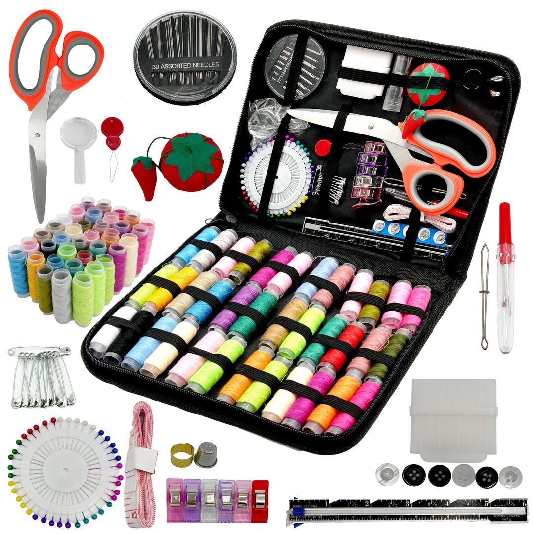 Sewing Kit –compact Portable Set With Threads, Needles, Scissors ...