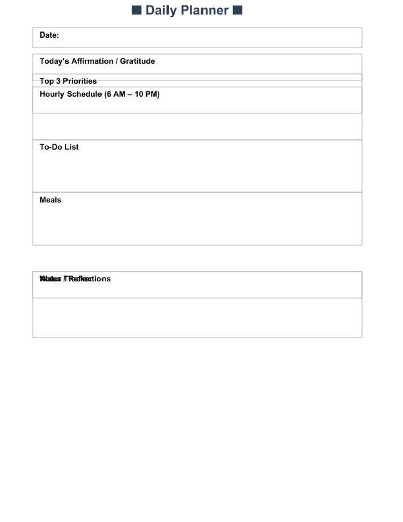 Minimalist Daily Planner Printable: To-do List, Meal & Water Tracker ...