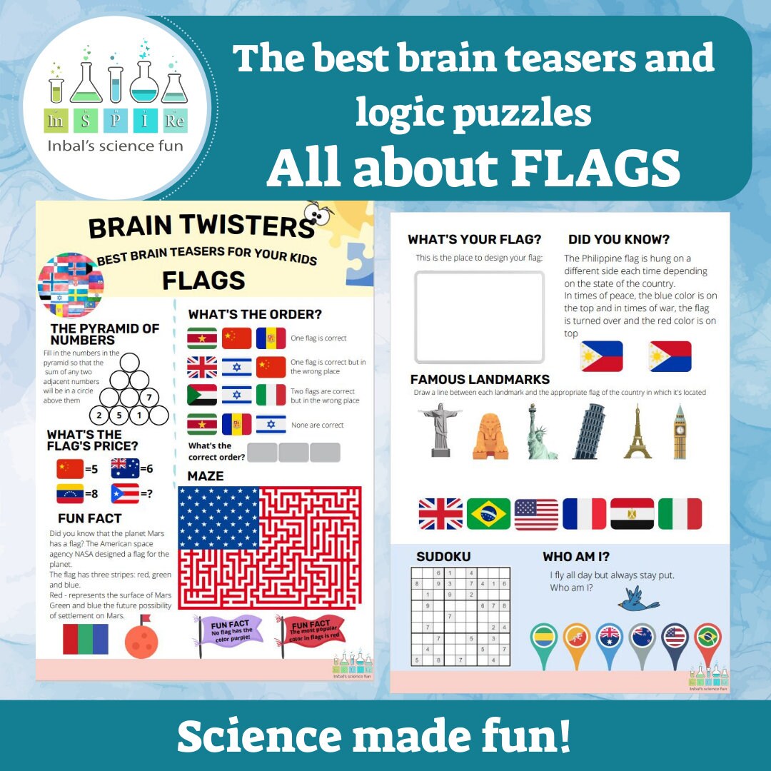 The Best Brain Teasers and Logic Puzzles All About FLAGS Printable - Etsy