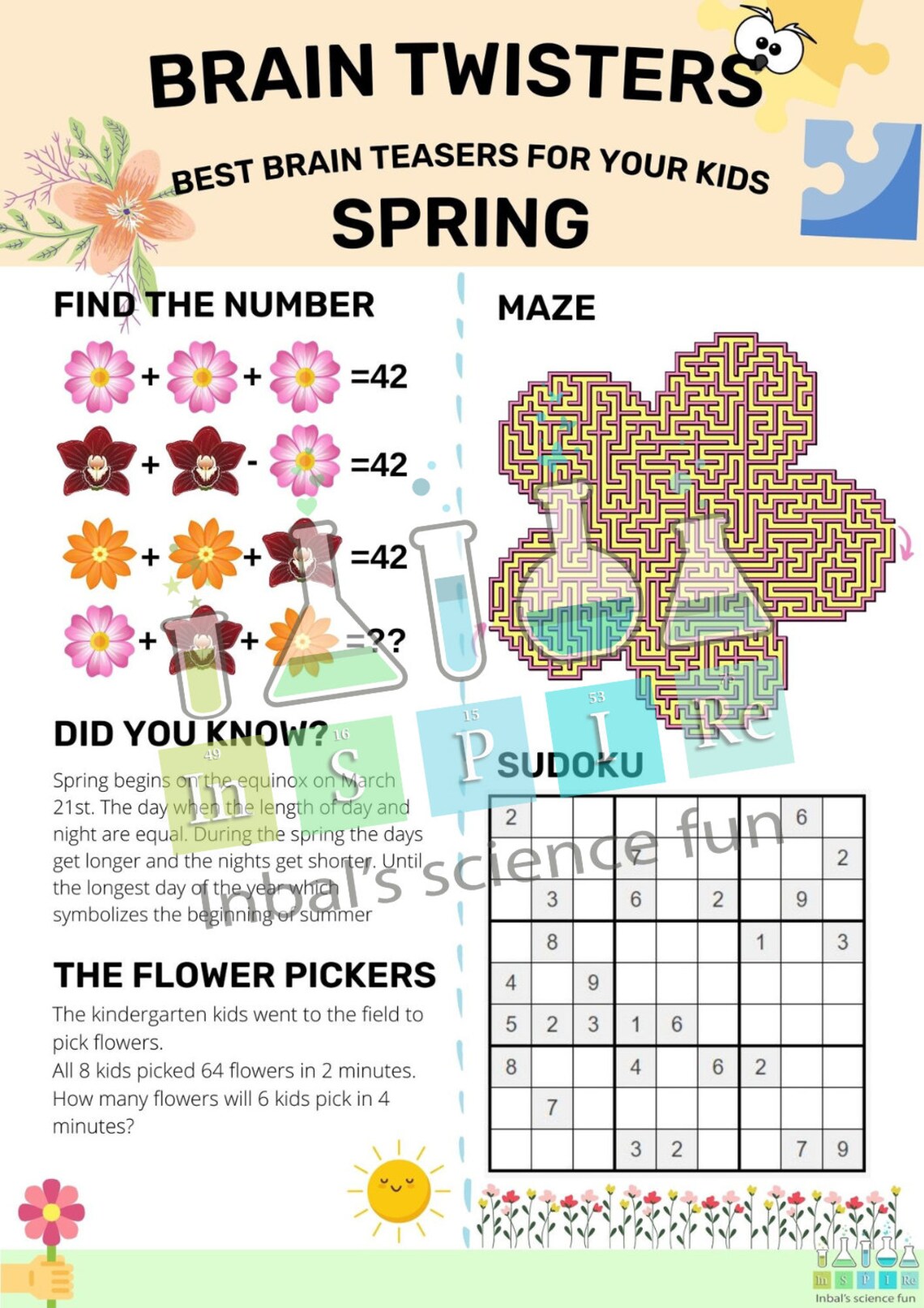 The Best Brain Teasers and Logic Puzzles Spring Printable - Etsy