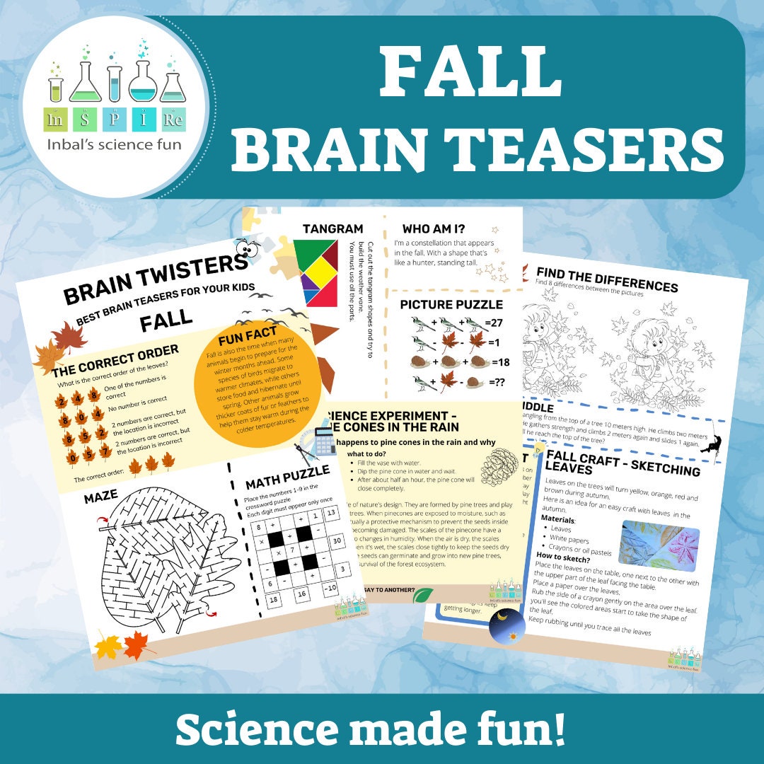 The Best Brain Teasers and Logic Puzzles Fall / Autumn Printable Games ...