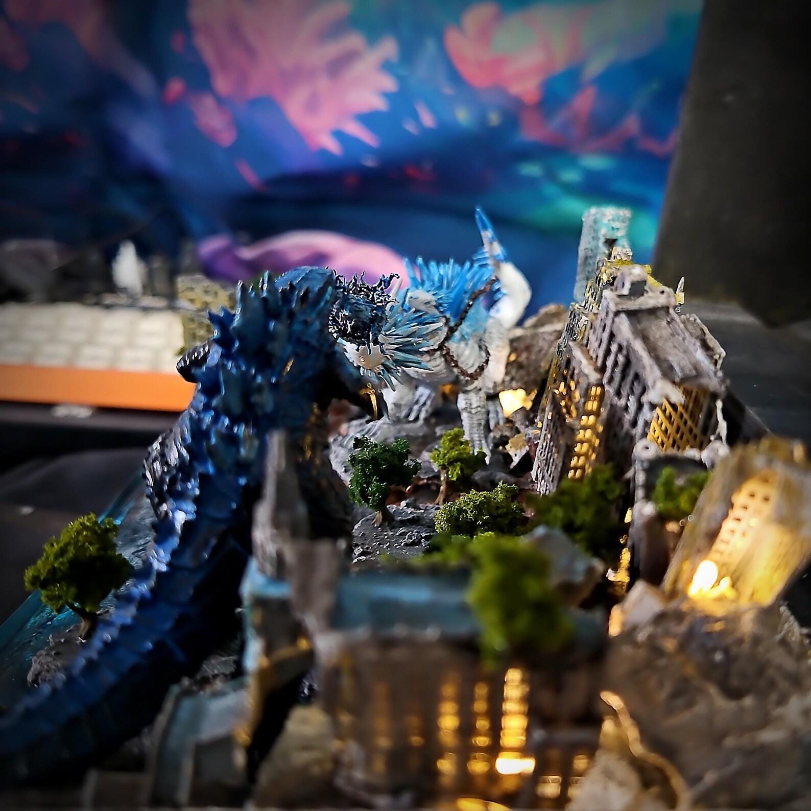 G/OD/ZI.LL.A Vs Shimo Monsters Battle Light Box, Epoxy Resin Art Lamp ...