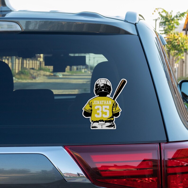 Personalized Baseball Number Name Decal | Custom Team Sticker for ...