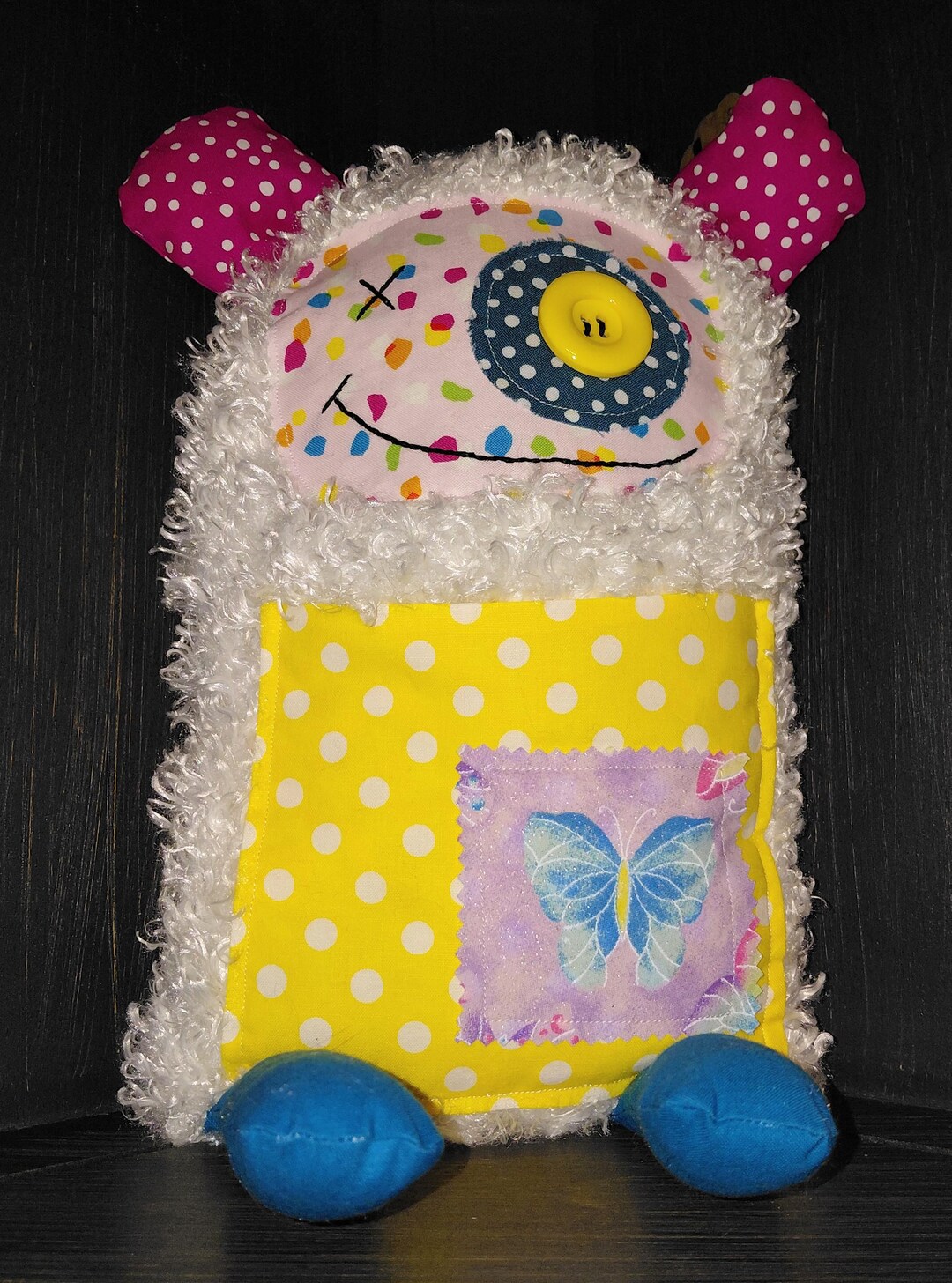Handmade Soft and Curly Monster Stuffie With a Belly Pocket - Etsy