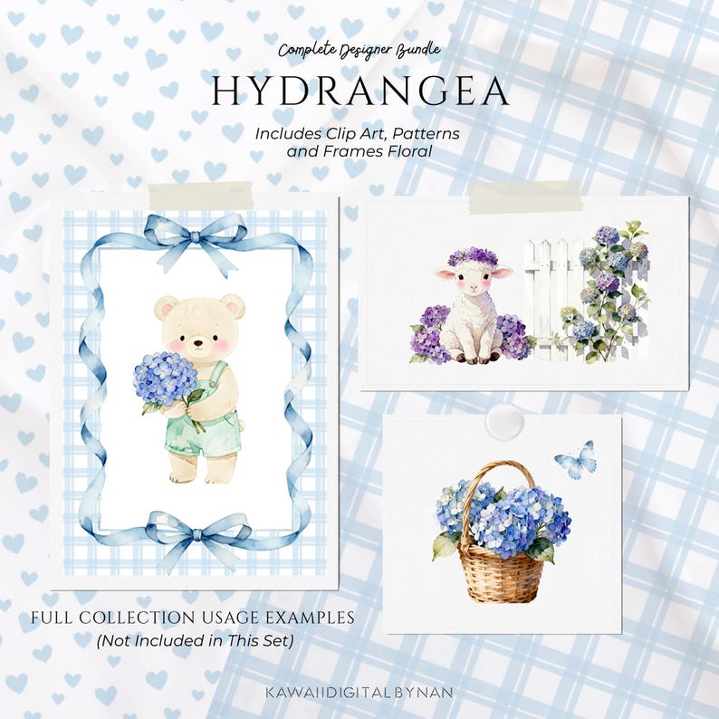 Hydrangea Floral Frame Clipart - Watercolor Flower Frames PNG, Blue ...