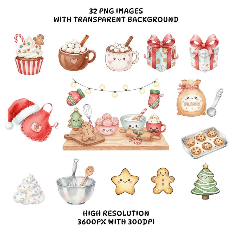 Christmas Baking Kids Clipart, Cute Kawaii Cookie Baking PNG ...