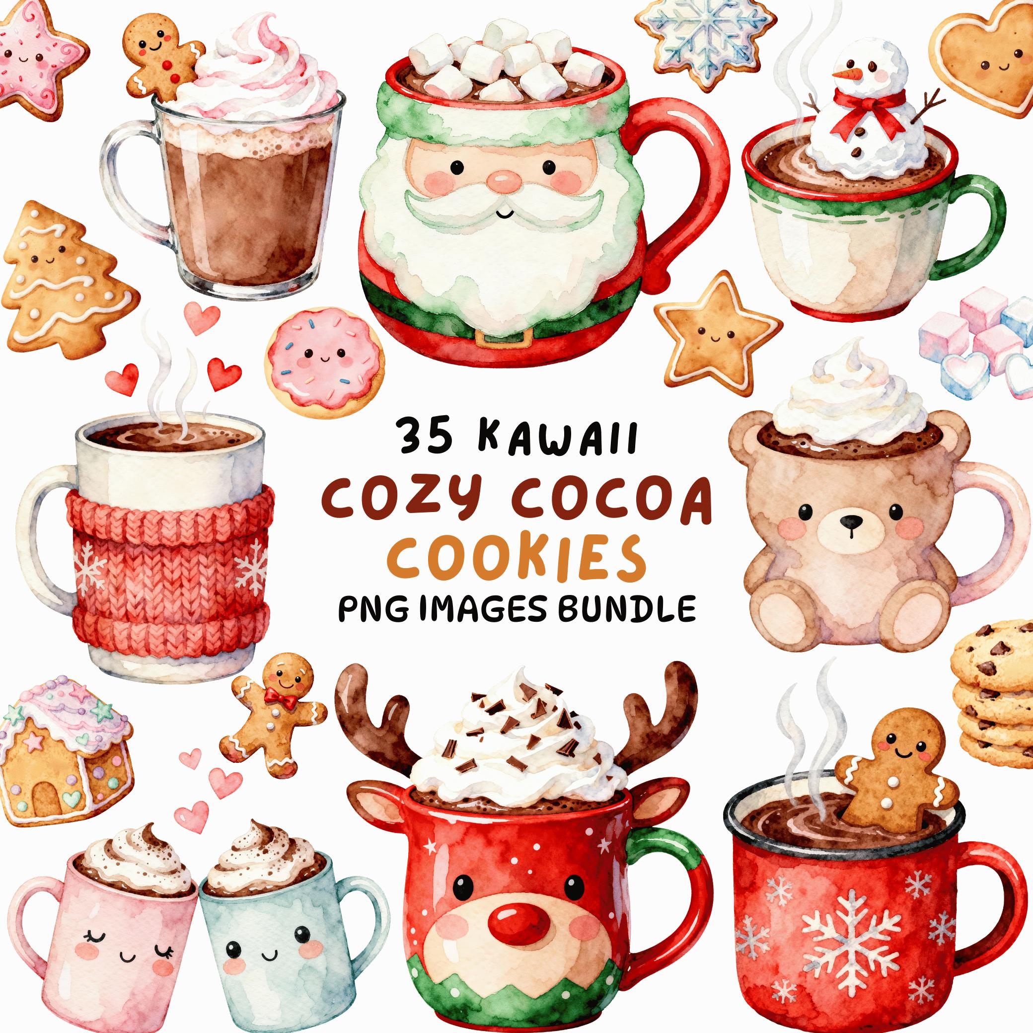 Cozy Hot Cocoa and Cookies Clipart, Hot Chocolate PNG, Winter Mug Art ...