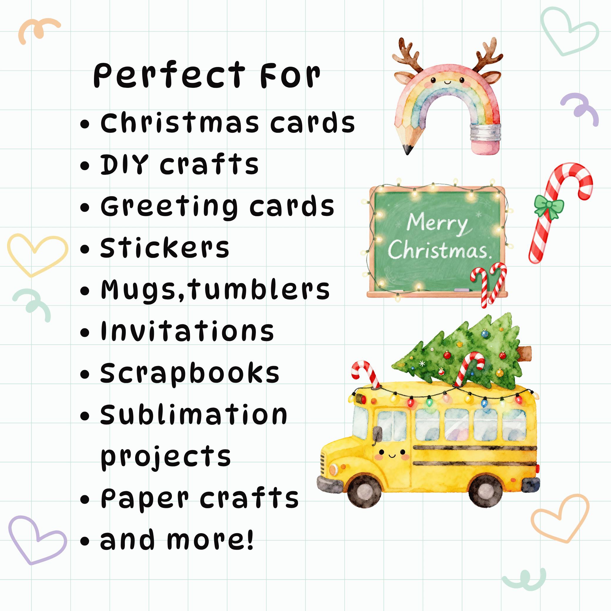 Cute School Christmas Clipart Bundle - Kawaii Classroom Holiday PNG ...