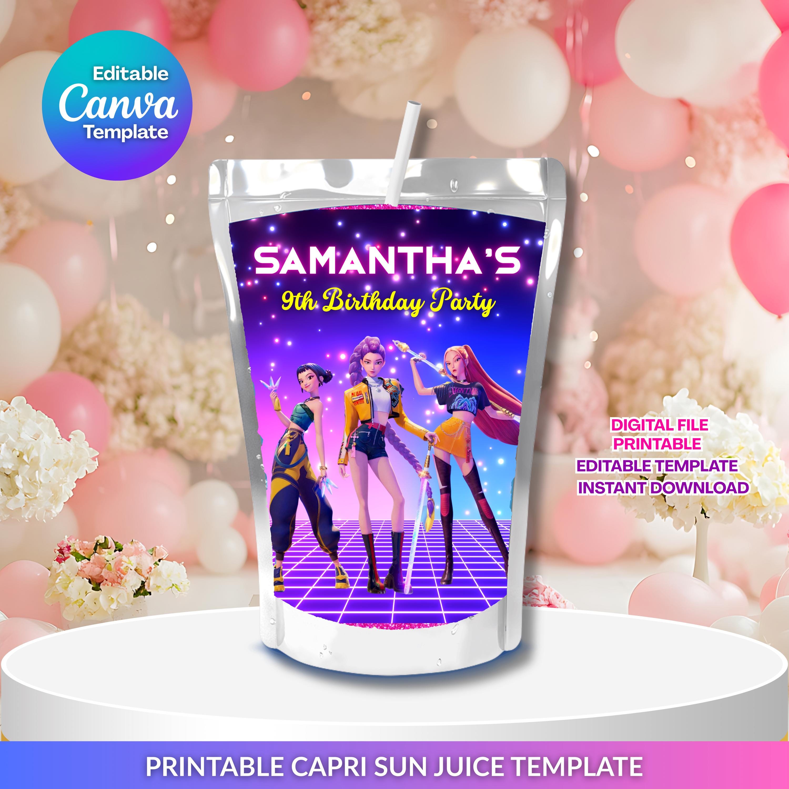 Editable K-pop Demon Hunters Capri Sun Juice Label Template, Printable ...