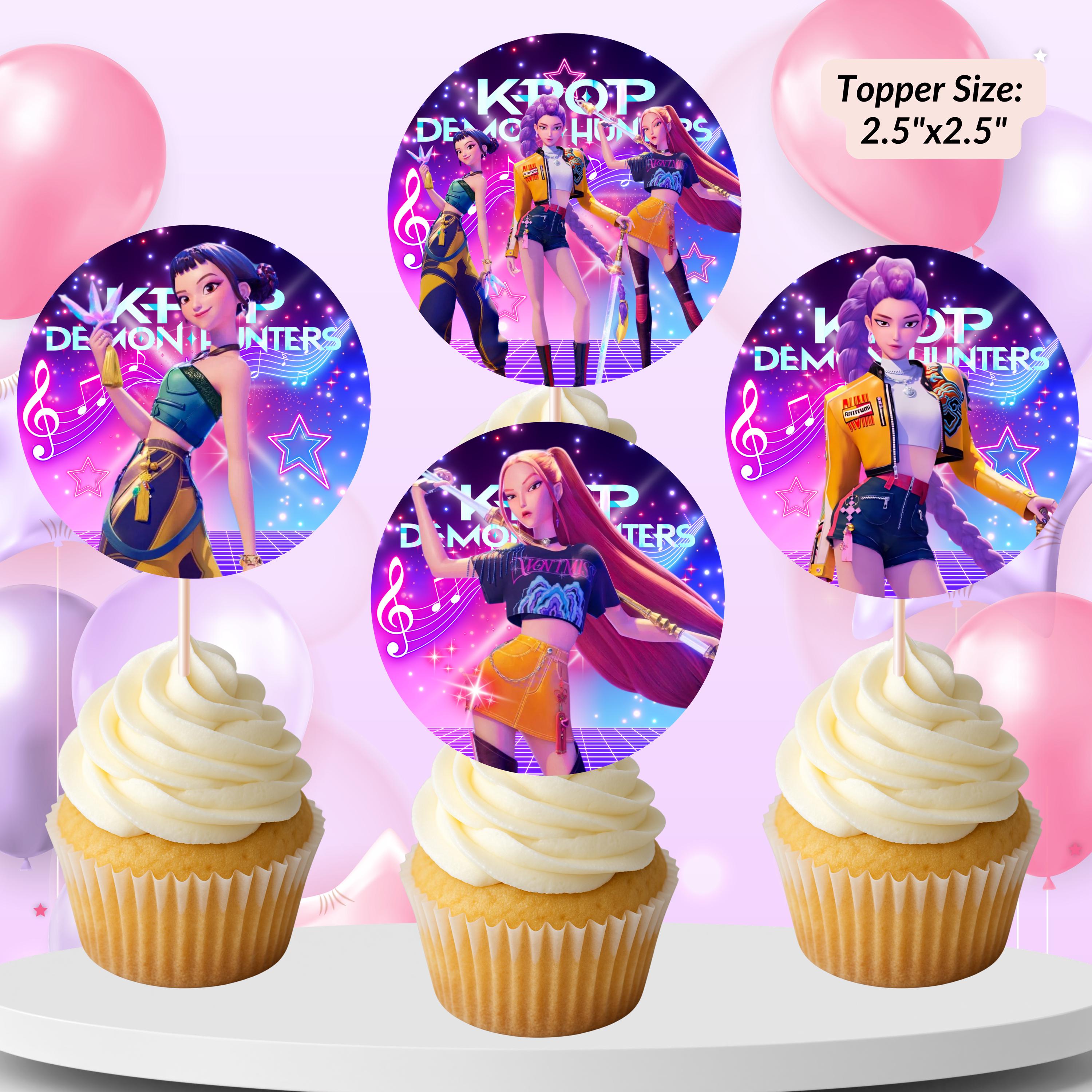 Kpop Demon Hunters Cupcake Toppers, Printable Demon Hunters Birthday ...