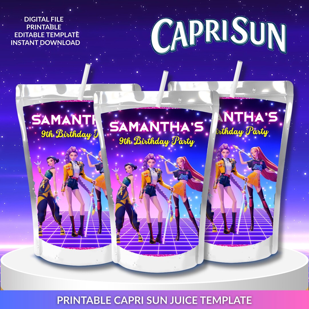 Editable K-pop Demon Hunters Capri Sun Juice Label Template, Printable ...