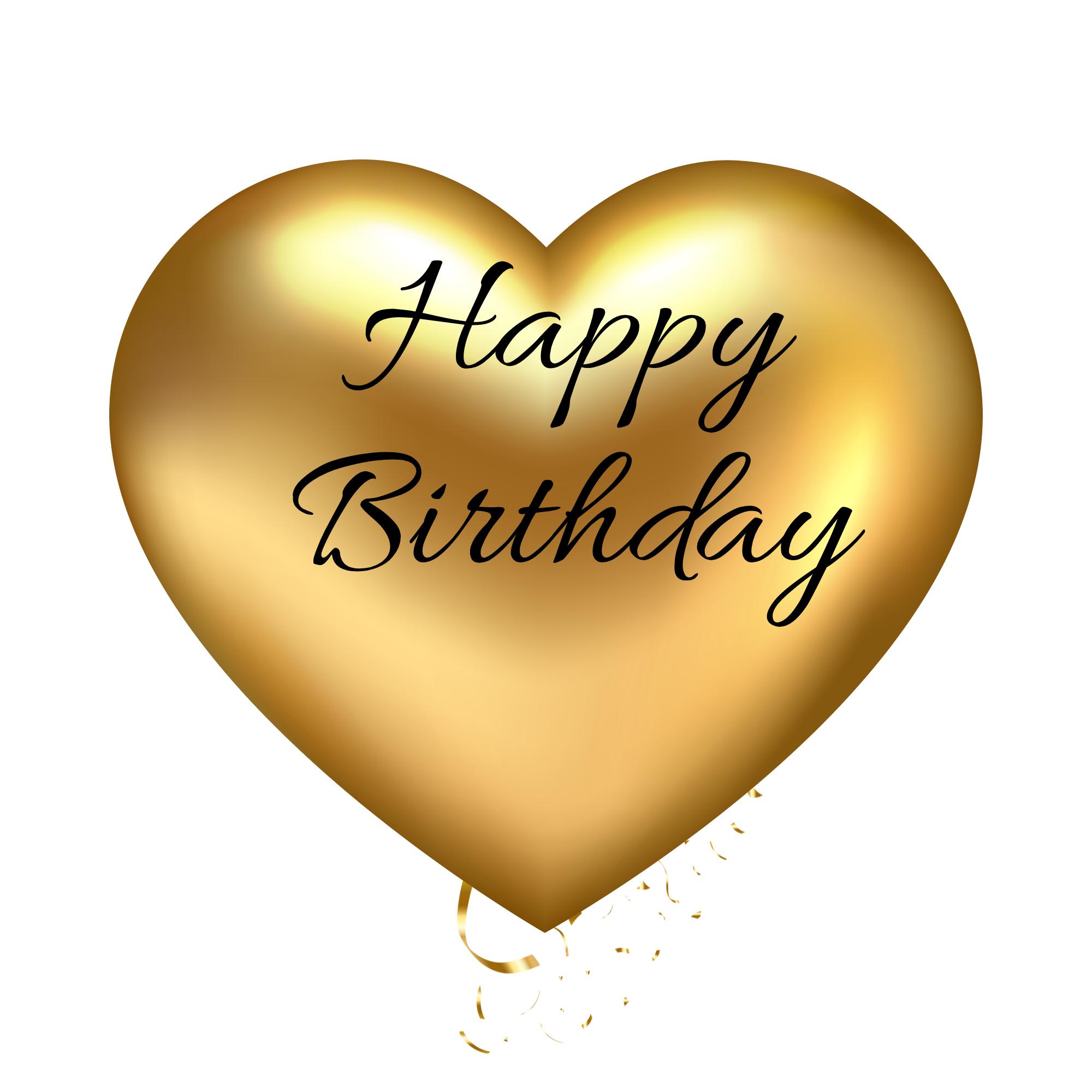 Golden Heart 'happy Birthday' Print - Etsy
