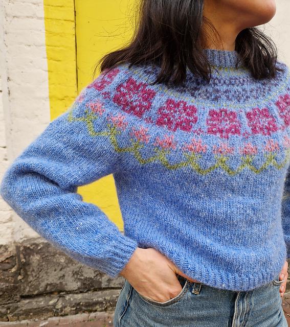 Nordic Floral Sweater Knitting Pattern | Scandinavian Yoke Pullover PDF ...