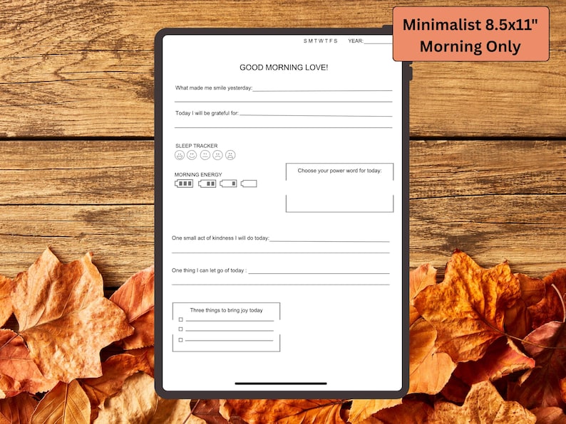 Minimalist Morning Routine Planner | Printable Daily Page | Digital PDF ...