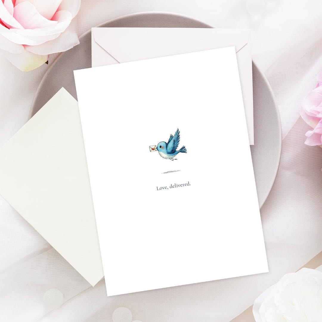 Romantic Bluebird Love Card Printable, I Love You Greeting (digital ...