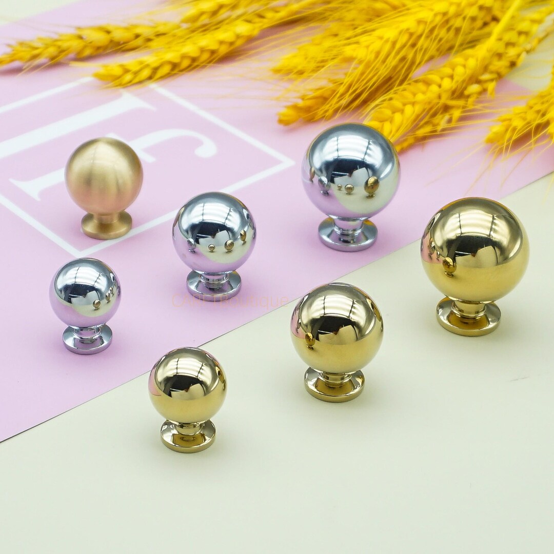 Solid Brass Drawer Knobs, Gold Cabinet Pulls,ball Knobs ,polished ...