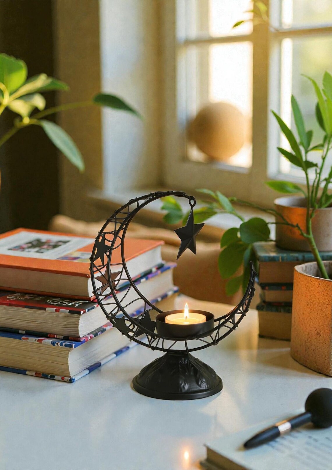 Crescent Moon & Star Tea Light Holder, Eid Mubarak Decor - Etsy