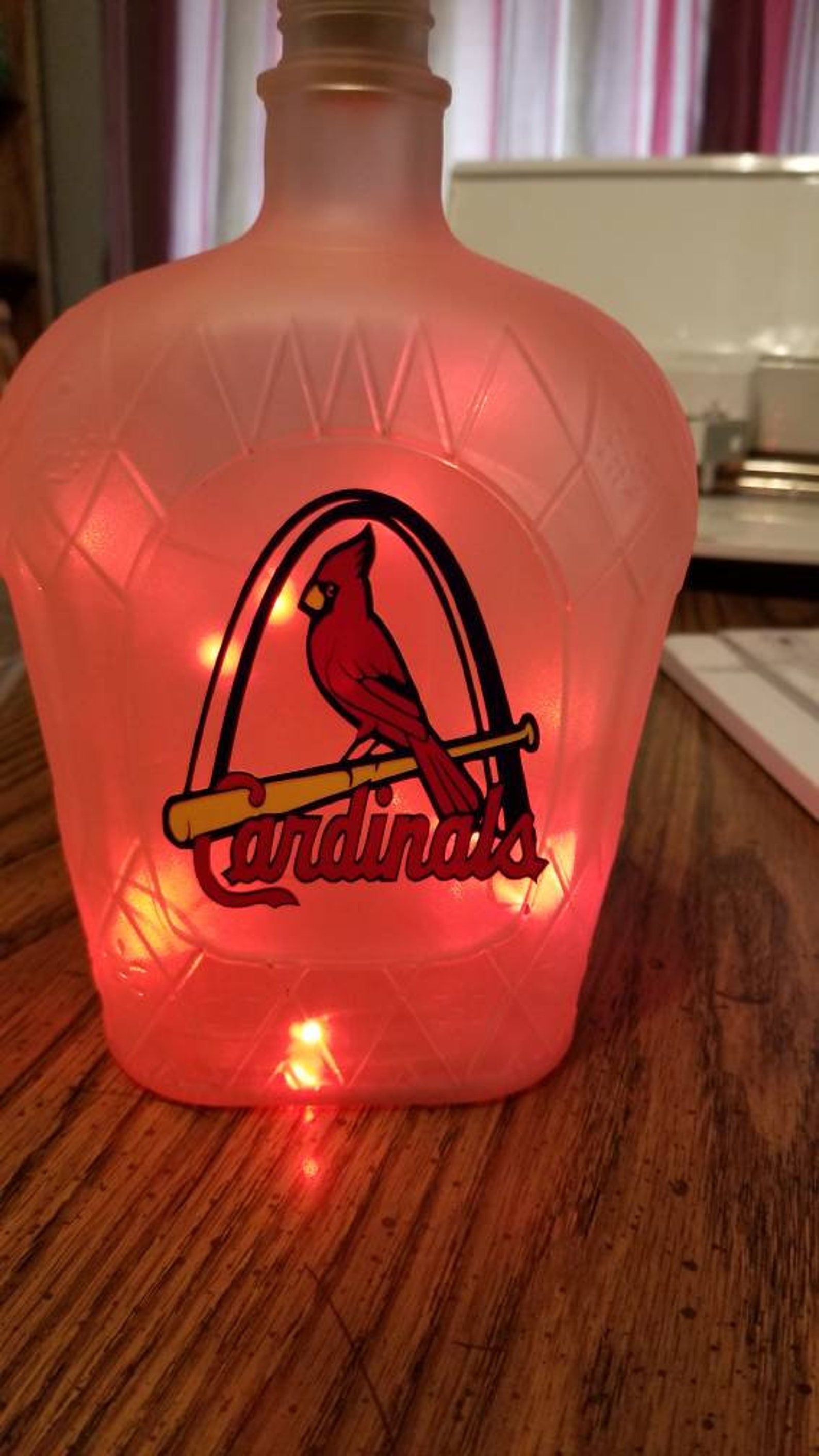 Recycled Crown Royal Cardinals Lamp With Red Battery Operated Lights ...