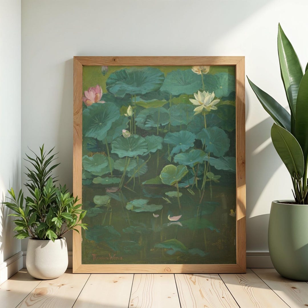 Vintage Japanese Lotus Flower Wall Art Print | Buddhist Floral ...